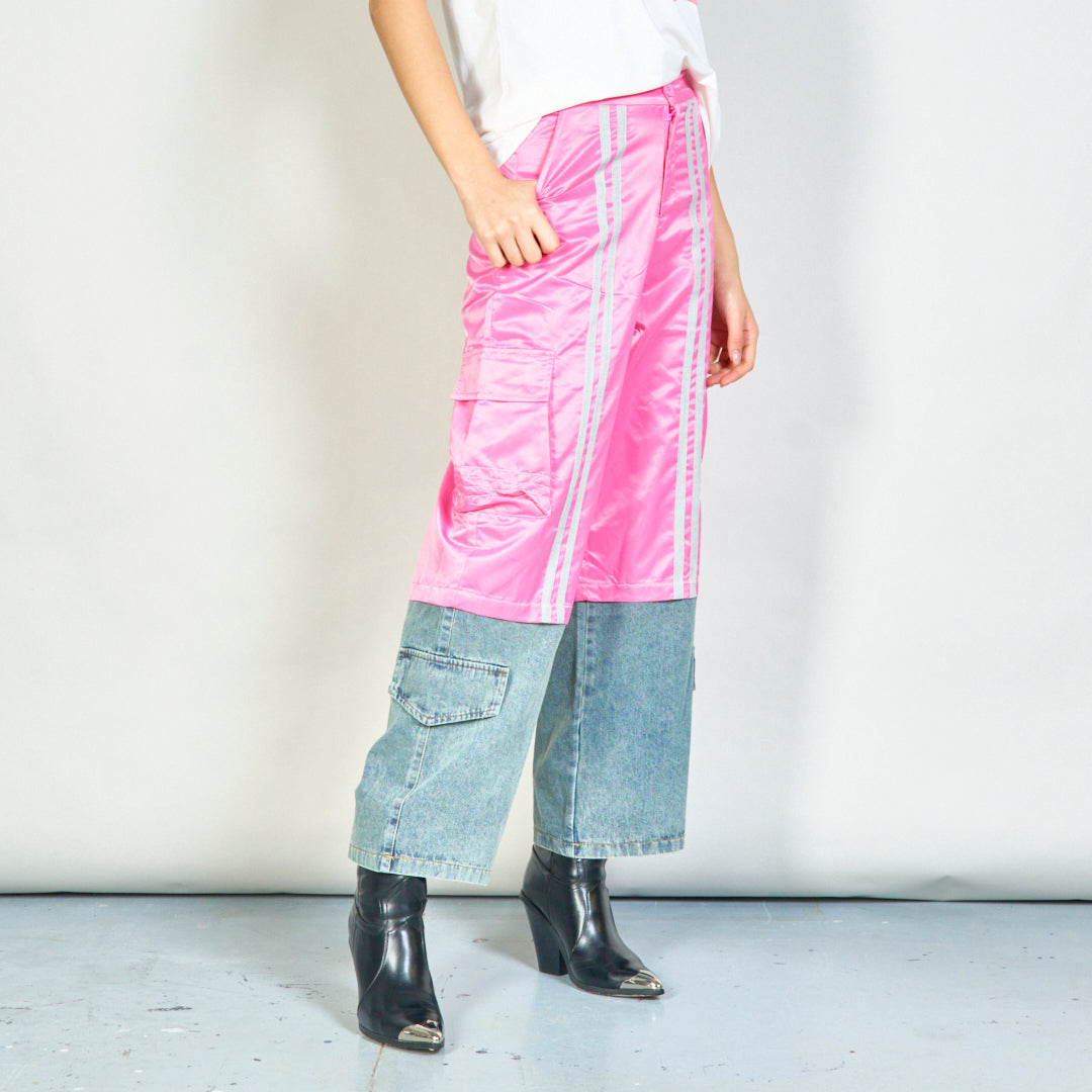 Two-tone cargo pants with sporty stripes wholesale – LEIVIP