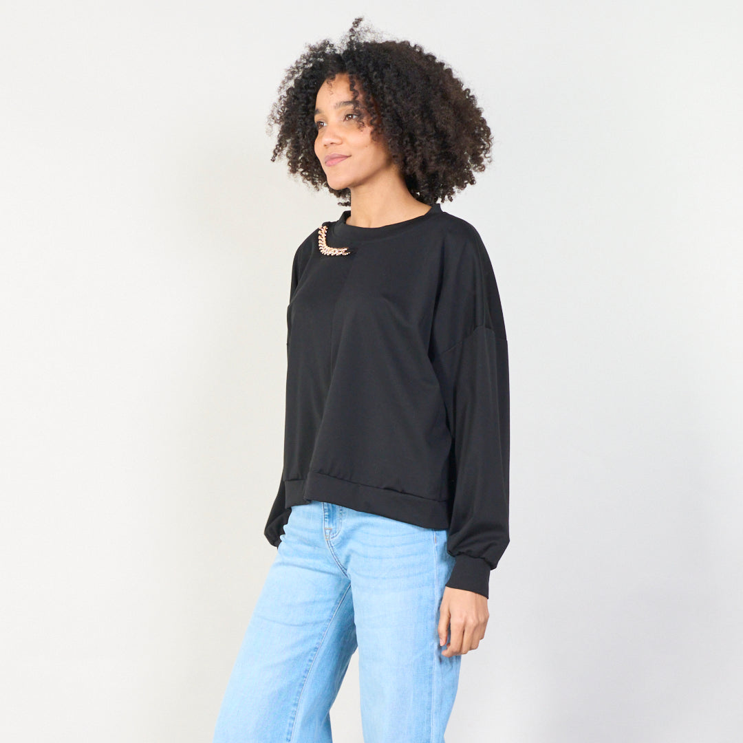 Trendy sweatshirt with chain detail wholesale – LEIVIP