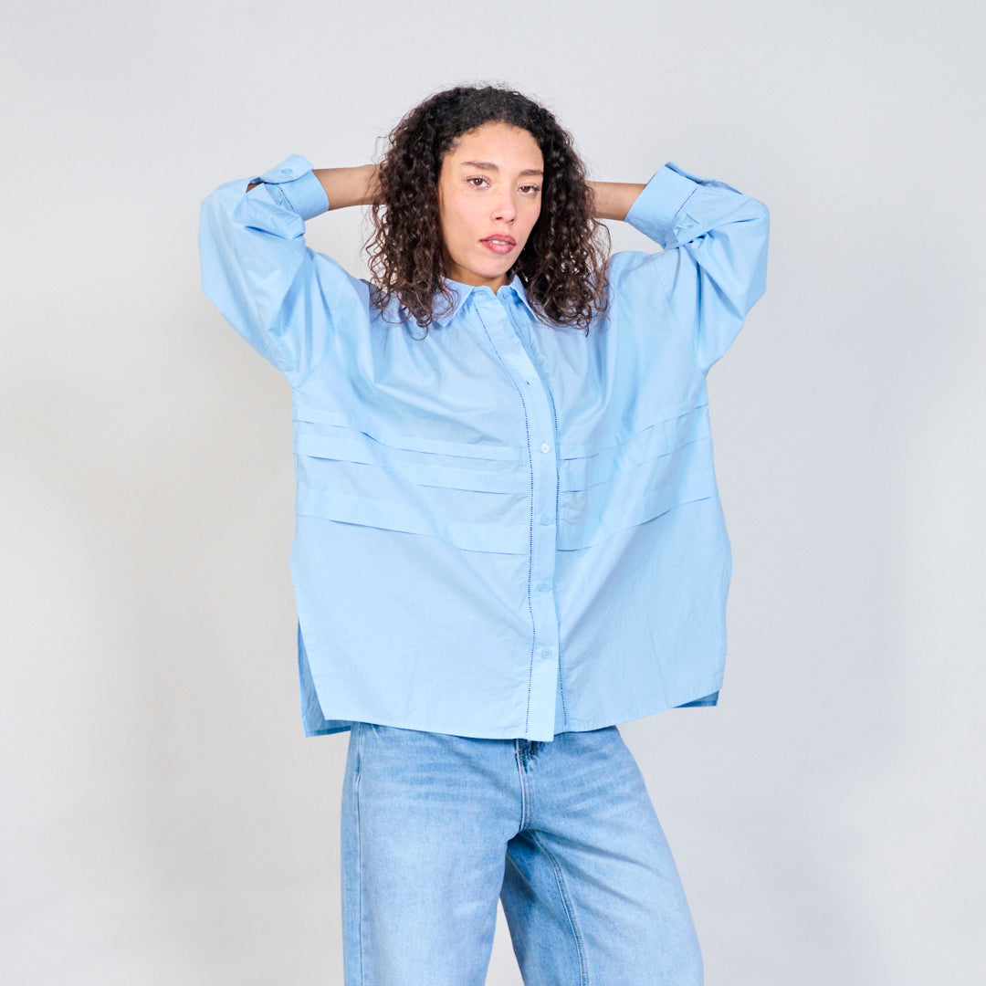 Classic pleated button-down shirt wholesale – LEIVIP